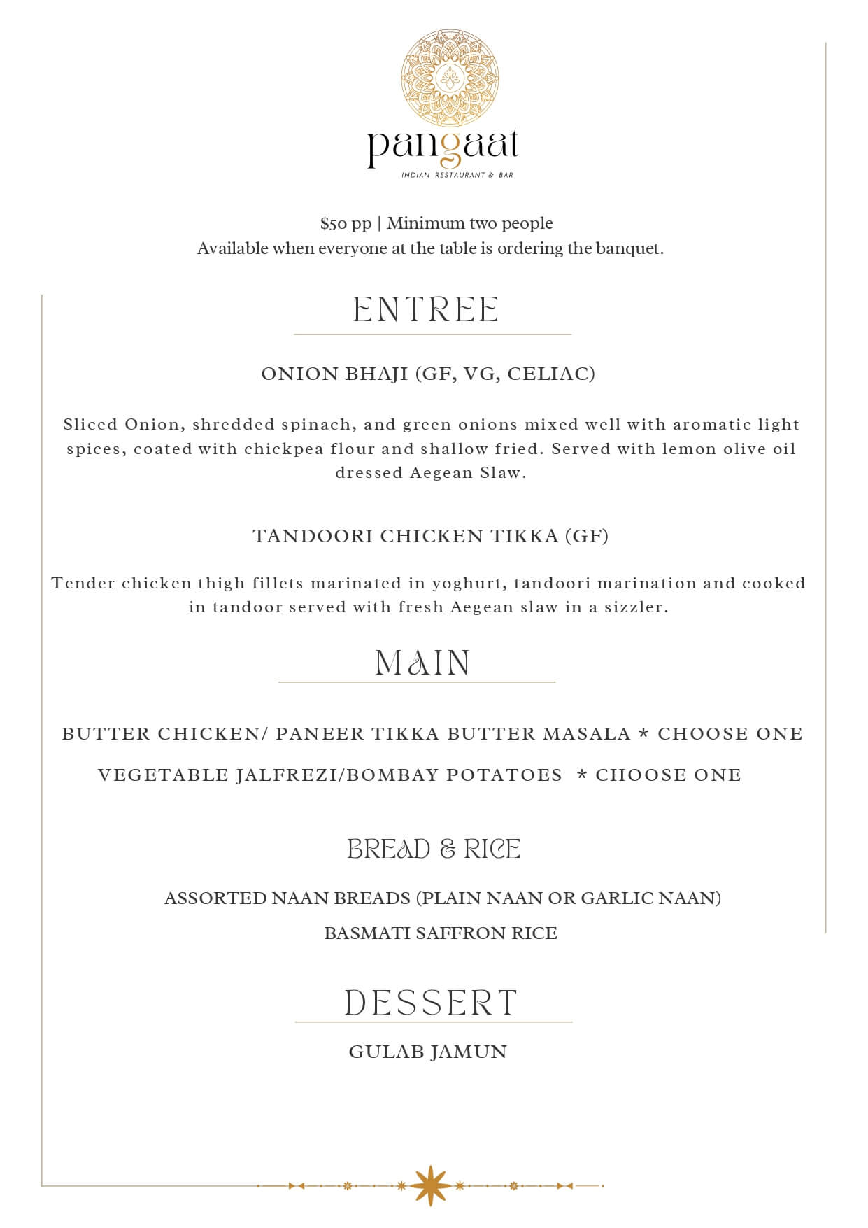 Explore Pangaat Restaurant's Online Menu for Fresh Takeaway Delights.